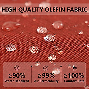 Sundale Outdoor 2PCS Waterproof Olefin Deep Seat Cushions, Outdoor/Indoor Durable Thicken Pad with Adjustable Straps, Perfect for Courtyard, Patio, Garden, Living Room (Red, 24" W x 24" D x 4" T)