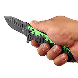 Vulcan Gear Digital Camo Assisted Open Metal Folding Knife (Green)