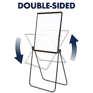 Quartet Easel, Standard, 70" High, Adjustable, 27" x 34" Whiteboard, Reversible, Flip Chart Holder, Ultima, Black Frame (101EL)