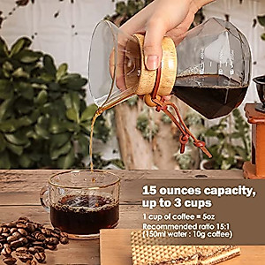 Puricon Pour Over Coffee Maker with V60 Paper Filter 40 Sheets, Holds 1 to 2 Cups, 15oz Coffee Dripper Set Borosilicate Glass Coffee Carafe Brewer, Coffee Server for Home Café Restaurant Camping