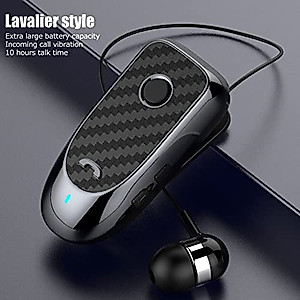 Acogedor Retractable Bluetooth Earphone Business Lavalier Earphone Vibration for Incoming Calls Wireless Handsfree Earpiece for Smartphone