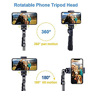 Selfie Stick Tripod, SAVEYOUR 51" Extendable Tripod Stand with Universal Phone/Pad Clip, Remote Shooting Compatible with iPhone & Android Devices, Phone Tripod for Video Shooting, Vlog, Selfie