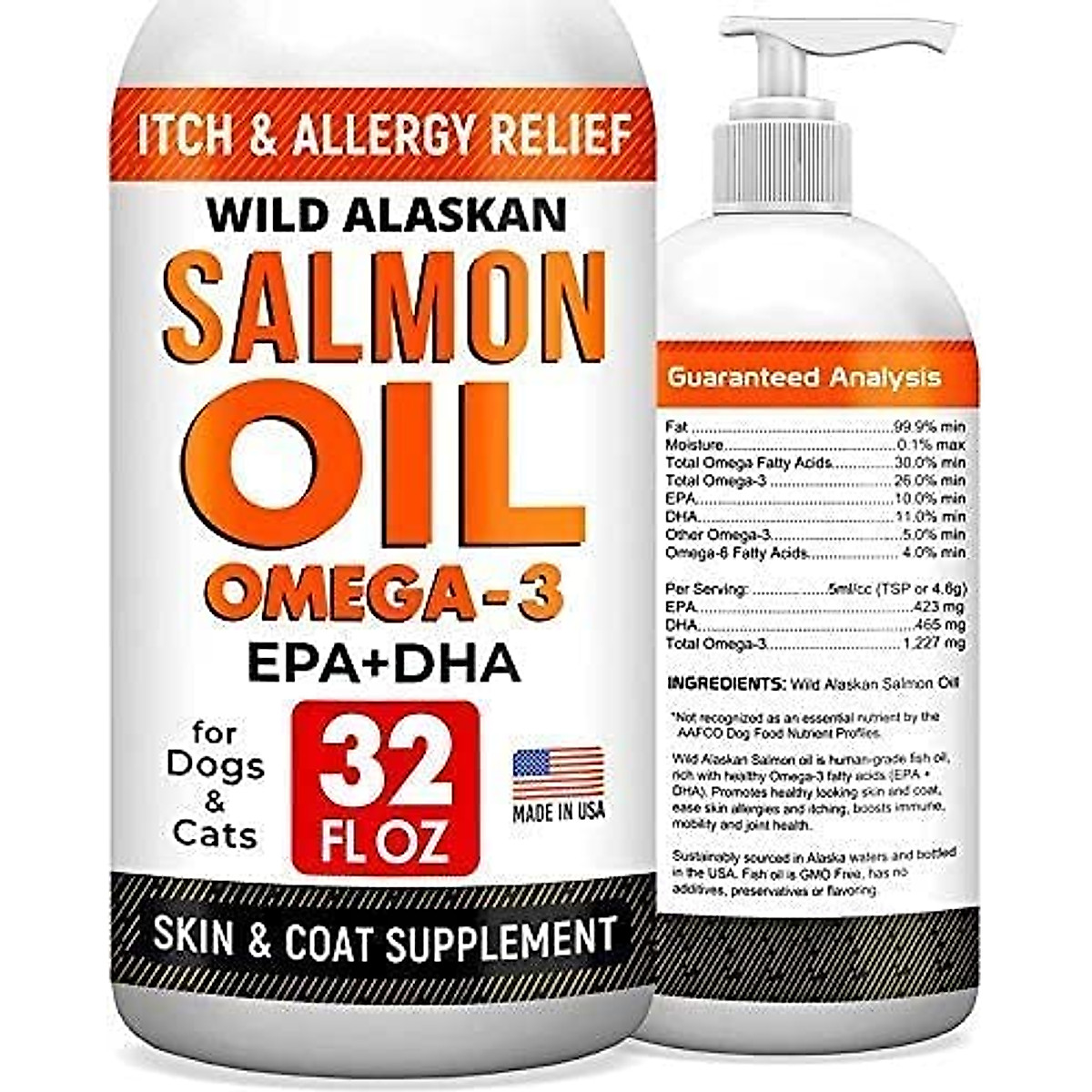 All-Natural Hemp Chews and Glucosamine for Dogs + Salmon Oil Omega 3 for Dogs - Advanced Hip & Joint Supplement + 32oz Fish Oil - Allergy Relief - Itch Relief, Shedding - Skin and Coat Supplement