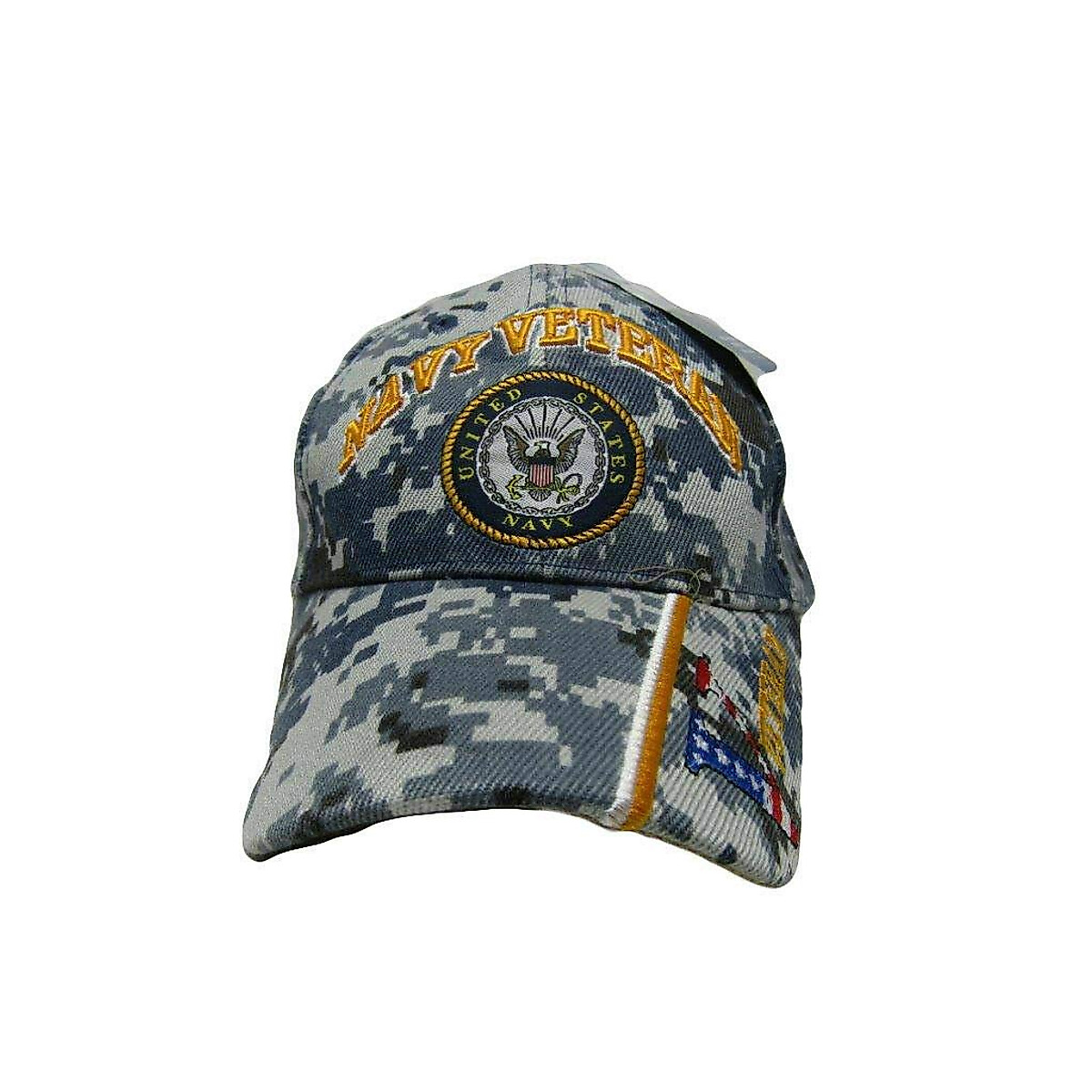 United States Navy Veteran V Blue CAMO Baseball Style Embroidered HAT us USA Cap