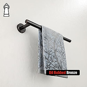 JQK Hand Towel Holder Towel Ring Oil Rubbed Bronze, Thicken 8mm 304 Stainless Steel Bathroom Hand Towel Bar, 12 Inch Wall Mount Towel Rack Hanger, ORB, THH110L12-ORB