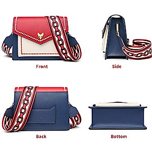 FOXER Small Leather Crossbody Bags for Women, Leather Ladies Mini Messenger Bags with 2 Style Adjustable Shoulder Strap Women's Fashion Phone Pouch Girls Casual Crossbody Flap Purses (Multicolored)
