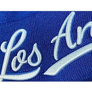 Los Angeles 3D Embroidery Classic Cuffed Knit Hat Beanie Toque Skull Cap - Blue OneSize