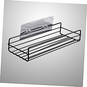 FUNOMOCYA Iron Storage Rack Storage Shelves Storage Shelf Self-Adhesive Storage Rack Kitchen Organizer Wall Mount Rack Black