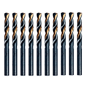 MAXTOOL 9/64" 10pcs Identical Screw Machine Drills HSS M2 Twist Stub Drill Bits Black-Bronze Fully Ground Straight Shank Short Drills; SMF02H10R09P10