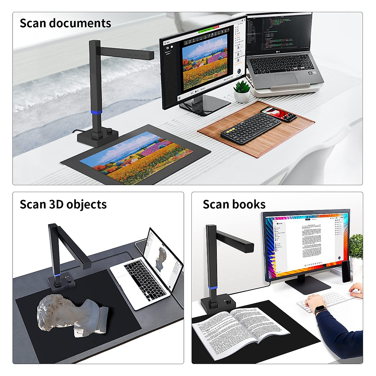 CZUR Shine Ultra Pro Scanner, 24MP Document Scanner, Max DPI 440, Portable USB Document Camera, A3 Large Format Book Scanner, Adjustable Height, Auto-Flatten & Deskew, Compatible with Windows & Mac OS