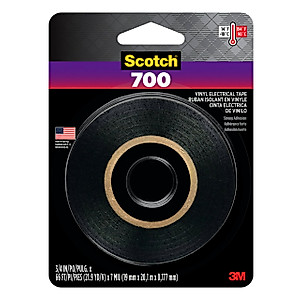 Scotch 3M 700 Electrical Tape, 3/4 in x 66 ft x 7 mil, High-Quality Vinyl Insulating Tape for Excellent Mechanical Protection, for Primary Insulation Up to 600V, for Indoor and Outdoor Use (03429NA)