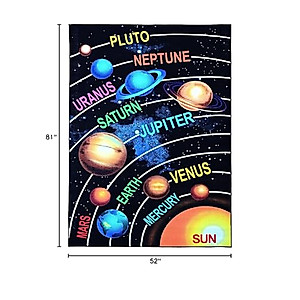 Furnish my Place 761 Solar System HD 4'4"x6'9" Area Rug Solar System for Playroom | Bedroom & Classroom | Washable Floor Mat | Contemporary Design | Multicolor