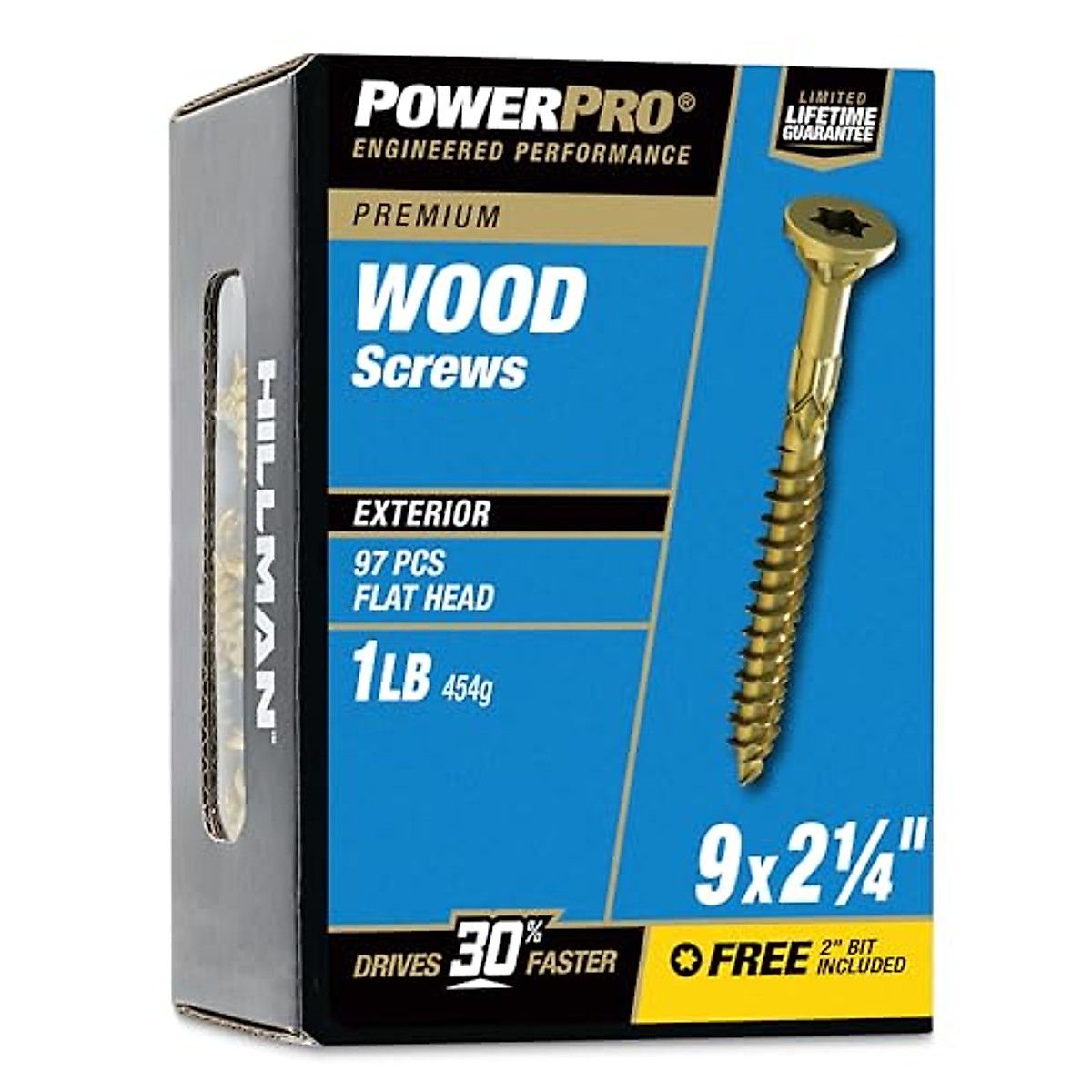 Power Pro Premium Exterior Wood Screws (#9 x 2-1/4") - 1lb Box