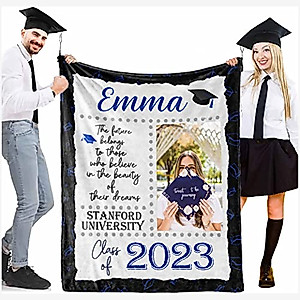 Custom Class of 2023 Graduate Blanket, Personalized Senior 2023 Name Photo School Graduations Throws Blankets, Personalized Graduation Blanket, Personalized Graduation 2023 Blanket with Photo