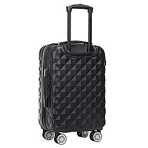Kenneth Cole Reaction Diamond Tower Luggage Lightweight Hardside Expandable 8-Wheel Spinner Travel Suitcase, Black, 20-Inch Carry On