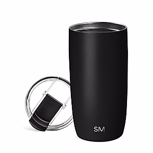 Simple Modern Travel Coffee Mug Tumbler with Flip Lid | Reusable Insulated Stainless Steel Cold Brew Iced Coffee Cup Thermos | Gifts for Women Men Him Her | Voyager Collection | 16oz | Midnight Black