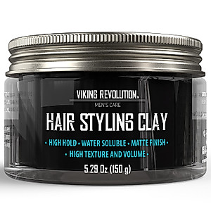 Viking Revolution Hair Styling Agent Hair Clay for Men - Matte - Clay Pomade for Men Hair Styling - Hair Putty for Men Hair Styling Cream High Hold Matte Finish (5.29oz)