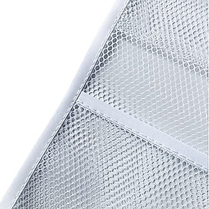 Sainal Hanging Mesh Shower Caddy Bag Long Storage Organizer with 6 Pockets Attaches to Shower Rod via Grommets or Hooks and Loop Strap for Bathroom (White)