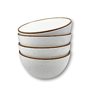 Mora Ceramic Bowls For Kitchen, 28oz - Bowl Set of 4 - For Cereal, Salad, Pasta, Soup, Dessert, Serving etc - Dishwasher, Microwave, and Oven Safe - For Breakfast, Lunch and Dinner - Vanilla White