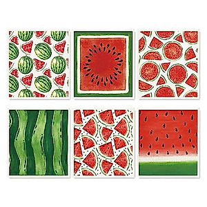 AnyDesign Watermelon Swedish Kitchen Dishcloth Summer Absorbent Cotton Dish Towel Melon Fruit Dish Cloth for Housewarming Cleaning Wipes, 6Pcs, 7 x 8 Inch