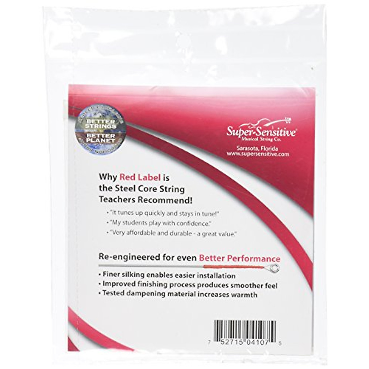 Super Sensitive 4107 Red Label Full Core Standard Viola Strings, Set of 4