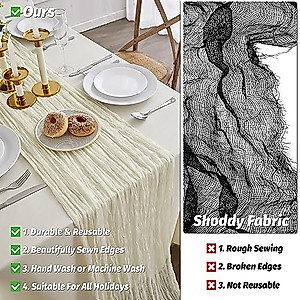 Nialnant Table Runner 35 X 160 Inch Beige Cheesecloth Table Runner for Wedding Reception,Rustic Table Runners for Boho Party,Holidays,Bridal Showers Decorations