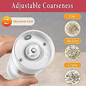 𝗥𝗲𝗰𝗵𝗮𝗿𝗴𝗲𝗮𝗯𝗹𝗲 Electric Salt and pepper Grinder Set - Built-In 500mAh Battery - Automatic Peppercorn and Sea Salt Spice Mill & Shakers Set with LED Light, Adjustable Coarseness