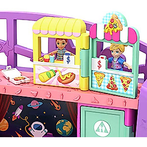 Polly Pocket Playset with 3 Micro Dolls, 1 Toy Car, Food and Shopping Accessories, Pollyville Mega Mall Toy