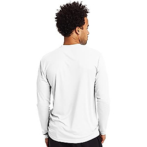 Hanes Men's Long Sleeve Cool Dri T-Shirt UPF 50+, Large, 2 Pack ,White