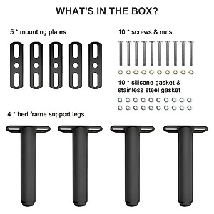 Skuehod Metal Adjustable Bed Legs Replacement Set of 4,Center Support Legs for Steel Bed Frame Slat Support (7"-13")
