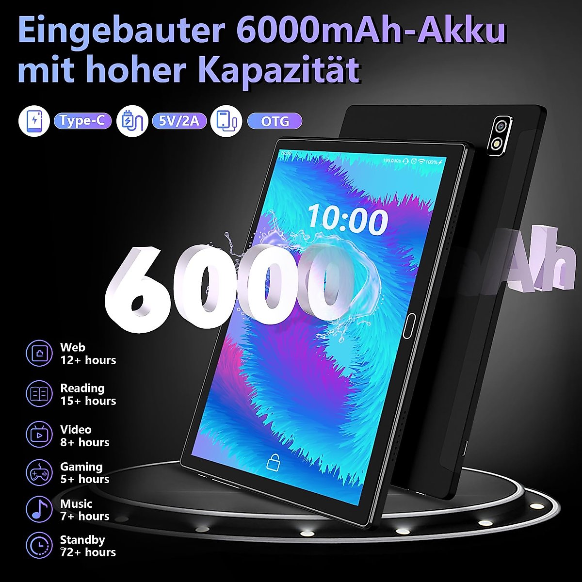 2024 Newest 10 Inch Tablet,3 in 1 Tablet with Keyboard Mouse pen, Android 13 Tablet 4G Cellular with 2 SIM 1 SD-64GB ROM TF Max 512GB,Octa-Core,1080 FHD,13MP,GMS-Zertifizierung,GPS/ WIFI/ BT(Black)