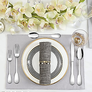 18/10 Silverware Set, E-far 40-Piece Stainless Steel Flatware Cutlery Set Service for 8, Metal Tableware Eating Utensil Sets for Home/Restaurant/Wedding, Elegant & Classic Style - Dishwasher Safe