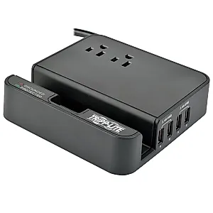 Tripplite Protect It! Two-Outlet Portable Surge Suppressor, 6 Ft, 1080 Joules, Black Trptlp26usbb