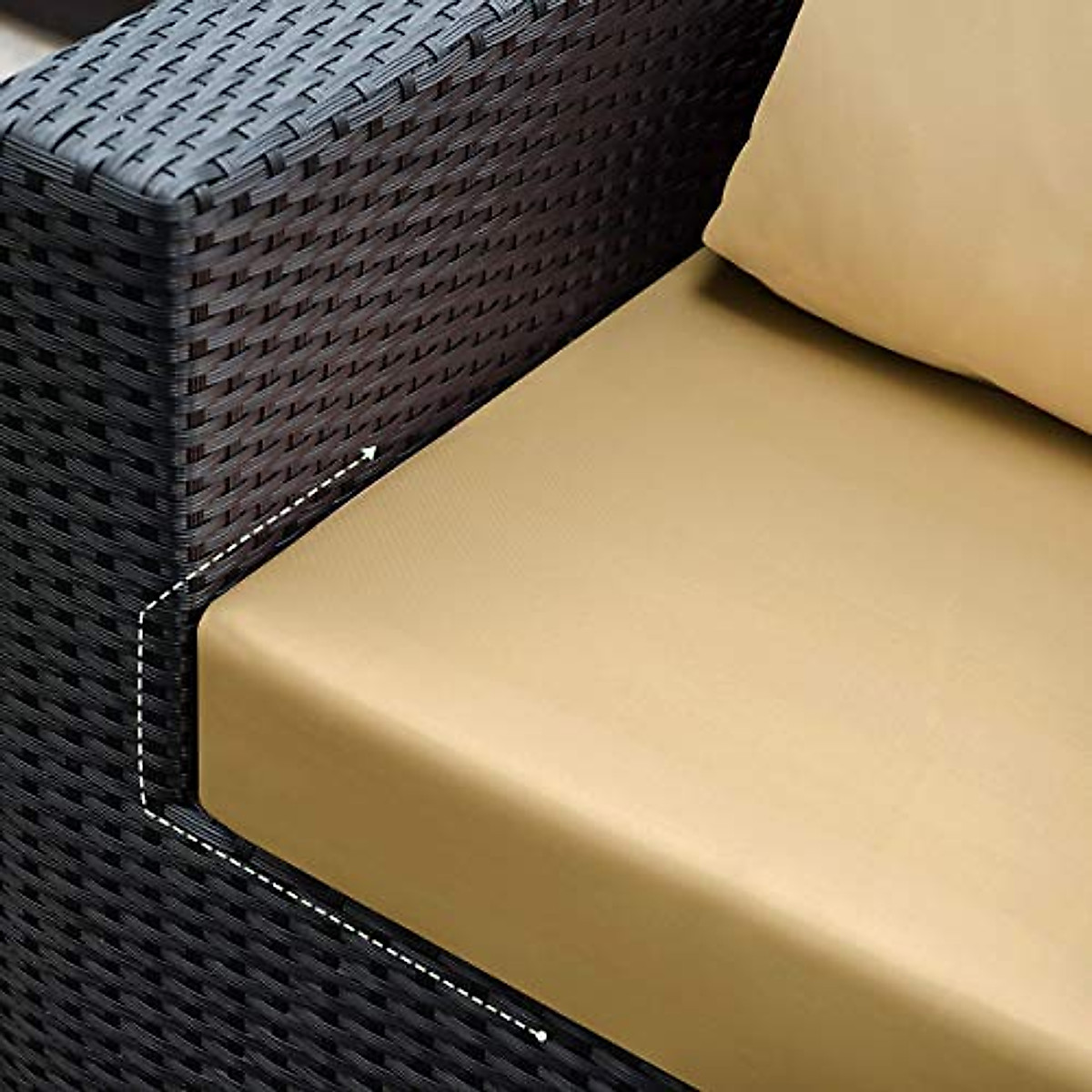 CHUN YI 2 Pack Seat Cushion Cover, Outdoor Waterproof Separate Loveseat Patio Slipcover, Water Resistant Durable Garden Seating Chair Cushion Replacement(24.5Lx24.5W 2 Pack Cushion Cover, Khaki)