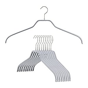 MAWA Reston Lloyd Silhouette Series Non-Slip Space Saving Clothes Hanger for Shirts and Dresses, Style 41/F, Set of 10, Silver, Pack of 10, 10 Piece (12148)