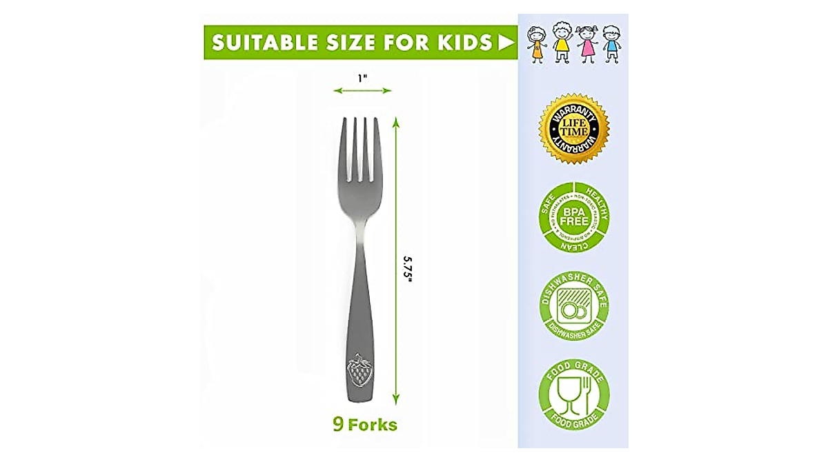 9 Piece Stainless Steel Kids Fork Set - Safe & Fun Utensils