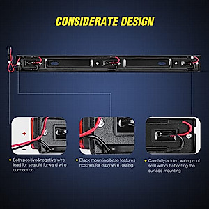 Nilight TL-11 1PC Red 9 LED ID Bar Marker Tail Black Stainless Steel Bracket for Truck Trailer Boat Identification Light, 2 Years Warranty
