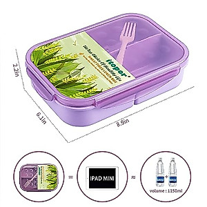 Itopor® Lunch Box,Natural Wheat Fiber Materials,Ideal Bento Box for Kids and Adults,Leak Proof Kids Lunch Box,BPA-Free,Mom's Choice,Healthy Food-Safe Bento Lunch Boxes for Family(Purple)