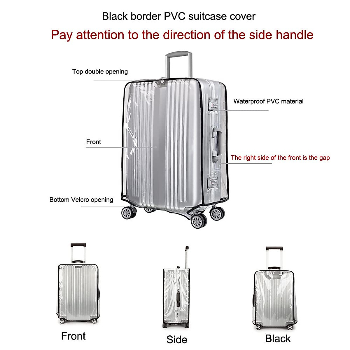 MosaiRudo Clear PVC Luggage Cover Protectors Transparent Travel Luggage Protector for Wheeled Suitcase (Thickness 0.2mm, 20inch)
