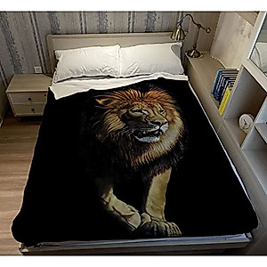 HommomH 50"x80" Black Lion Blanket Animal Print Soft Fluffy Fleece Throw for Couch Sofa Bed