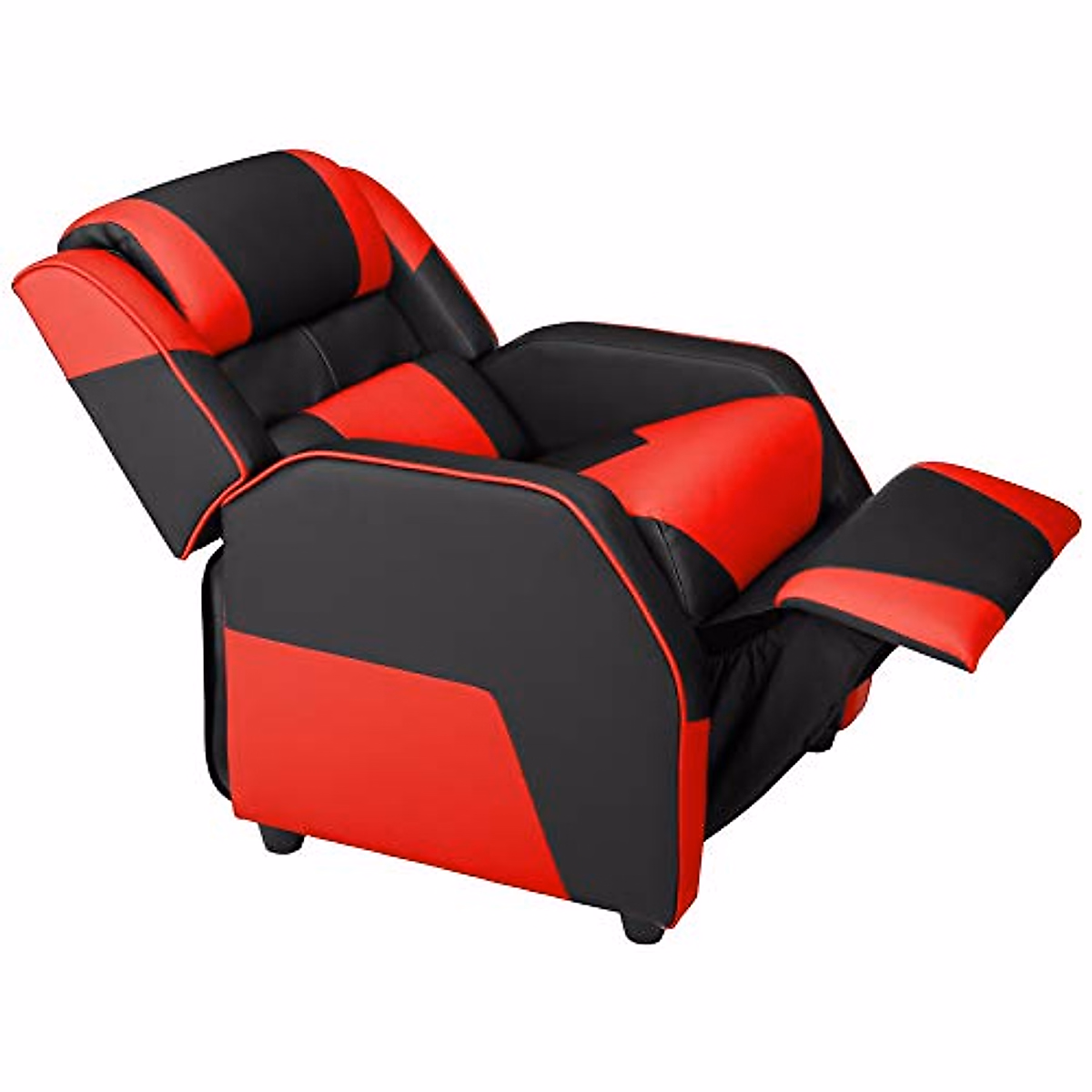 Amazon Basics Kids/Youth Gaming Recliner with Headrest and Back Pillow, Ages 3+, Black/Red