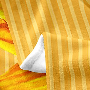 Erosebridal Sunflowers Throw Blanket Yellow Floral Flannel Blanket Twin Size Stripes Fleece Blanket Geometric Stripes Dots Botanical Plush Bed Blanket Cabin Bedroom Decor All Season,Yellow Blue Brown