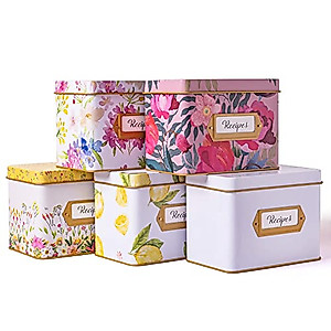HEART & BERRY Lemon Recipe Box with 24 4x6 Recipe Cards and 12 Dividers - Recipe Cards and Box Set - Recipe Tin for 4 X 6 Inches Recipe Cards