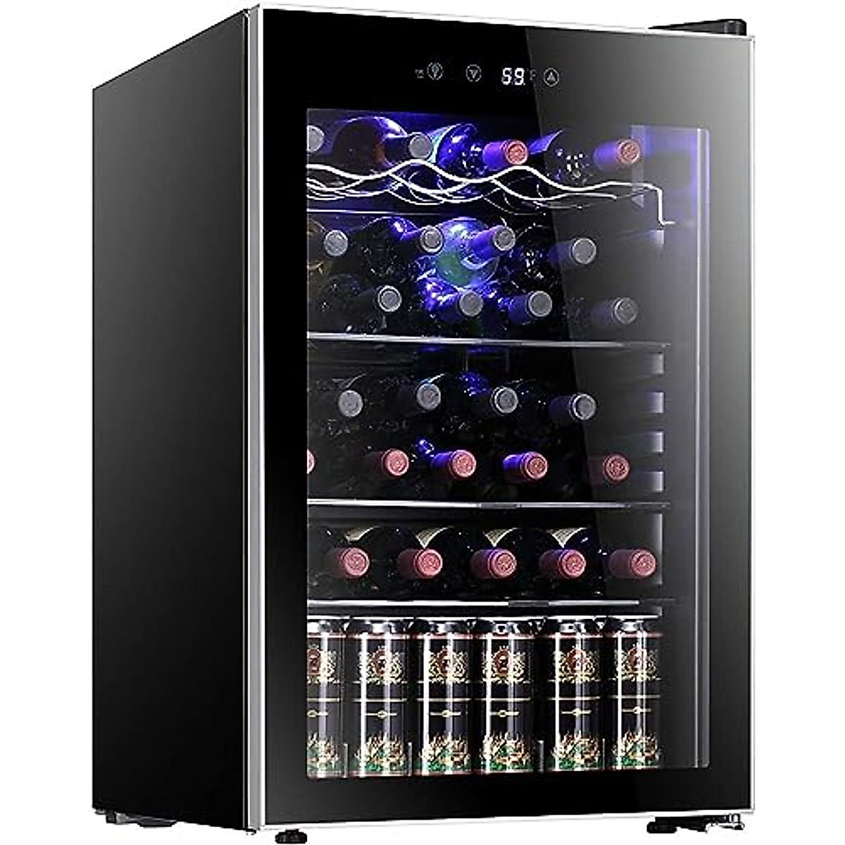 36 Bottle Wine Cooler/Cabinet Beveragerefrigerator Small Mini Red & White Wine Cellar Beer Soda Counter Top Bar Fridge Quiet Operation Compressor Adjust Temperature Freestanding Black