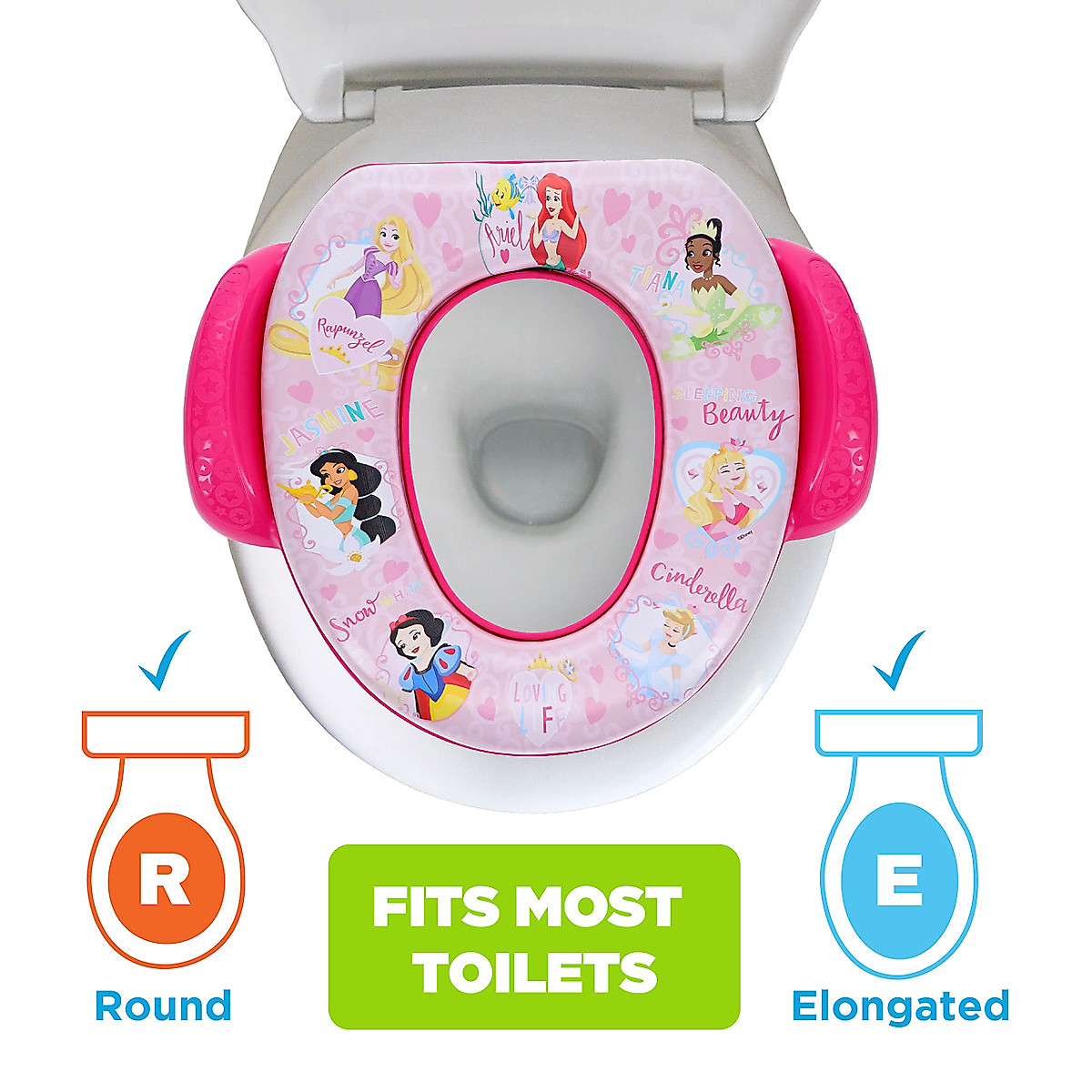 Disney Princess "Loving Life" Soft Potty Seat and Potty Training Seat - Soft Cushion, Baby Potty Training, Safe, Easy to Clean