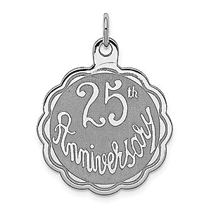 IceCarats 925 Sterling Silver 25th Anniversary Disc Necklace Charm Pendant Only