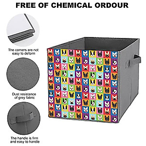 French Bulldog Faces Collapsible Storage Bins Basics Folding Fabric Storage Cubes Organizer Boxes with Handles