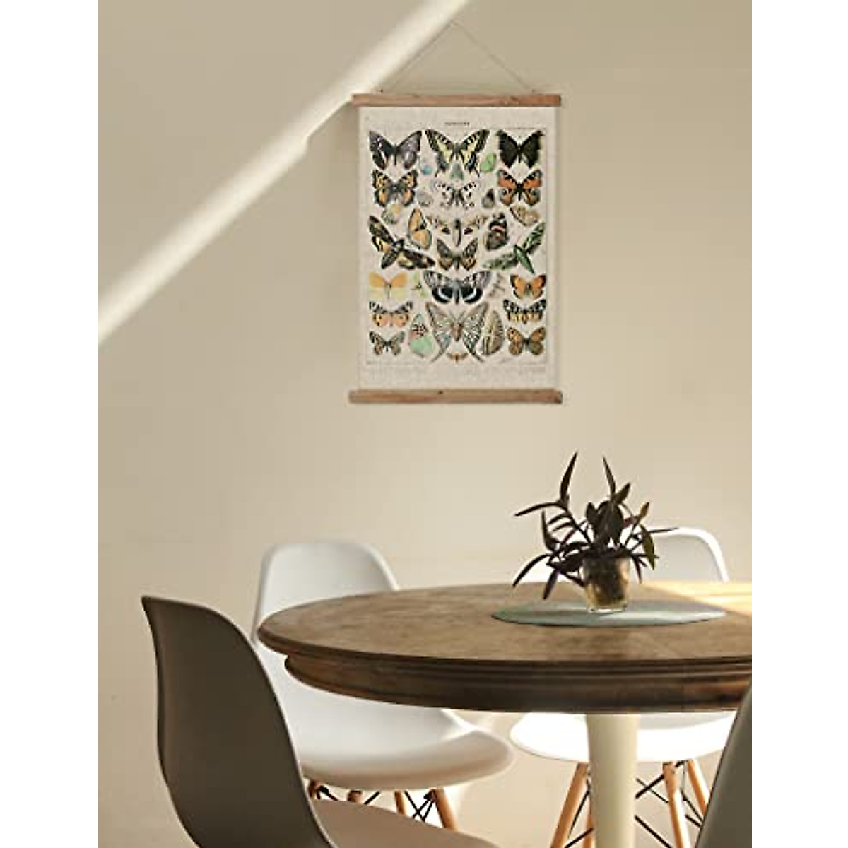 Vintage Butterflies Hanging Poster, Retro Style of Wall Art Prints, Printed on Linen with Wood Frames, Ready to Hang