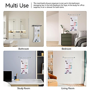 Gsycle 2PCS Shower Caddy, Mesh Shower Organizer Hanging Bathroom Storage Organizer Toy Organizer with 6 Pockets for Bathroom Bedroom(White)