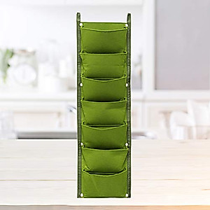Cabilock Hanging Wall Plants 7- Pocket Vertical Hanging Planter Nonwoven Fabric Hanging Garden Planter Bag Wall Plant Grow Bag for Indoor Outdoor Balcony Planting Phyto